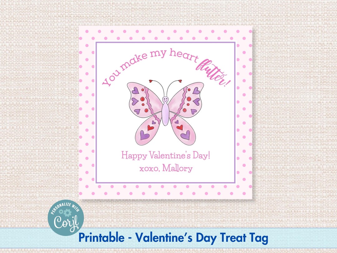 PRINTABLE Valentine's Day Tags for Kids Class Party Watercolor ...