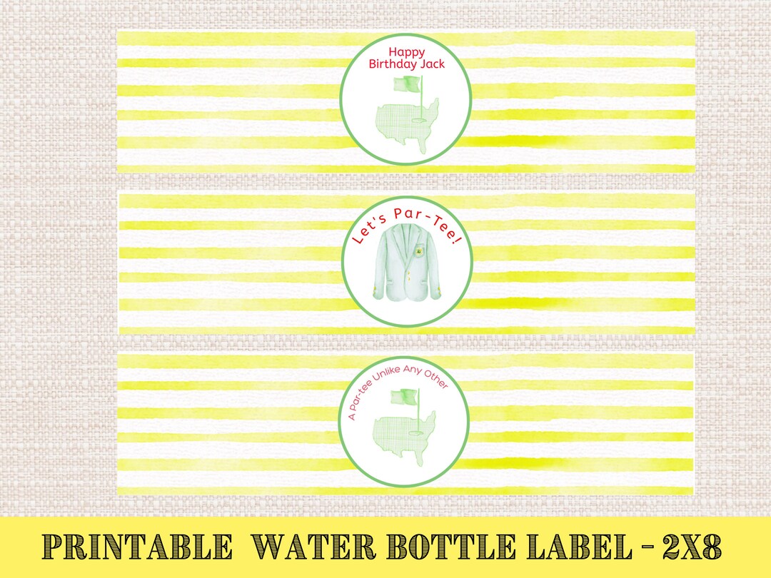 PRINTABLE Masters Golf Watch Party Water Bottle Labels - Editable ...