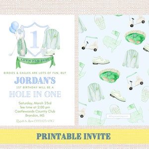 Watercolor Printable Masters Golf Theme First Birthday, Traditional ...