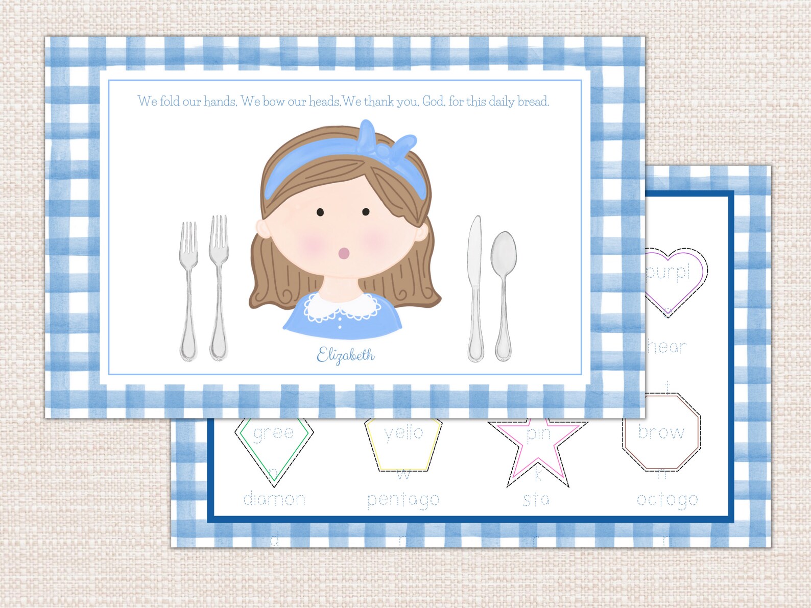 Personalized Kids Placemat Laminated Learning Letters Tracing Mat Shape ...