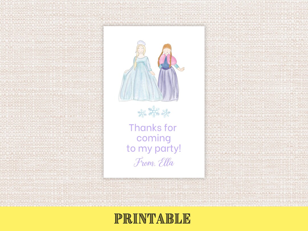 PRINTABLE Favor Tags Princess Birthday Party, Ice Castle, Watercolor ...