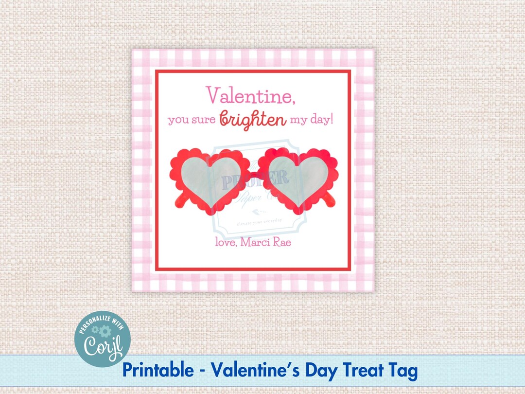 PRINTABLE Valentine's Day Gift Tag Kids Class Party, Pink Heart ...