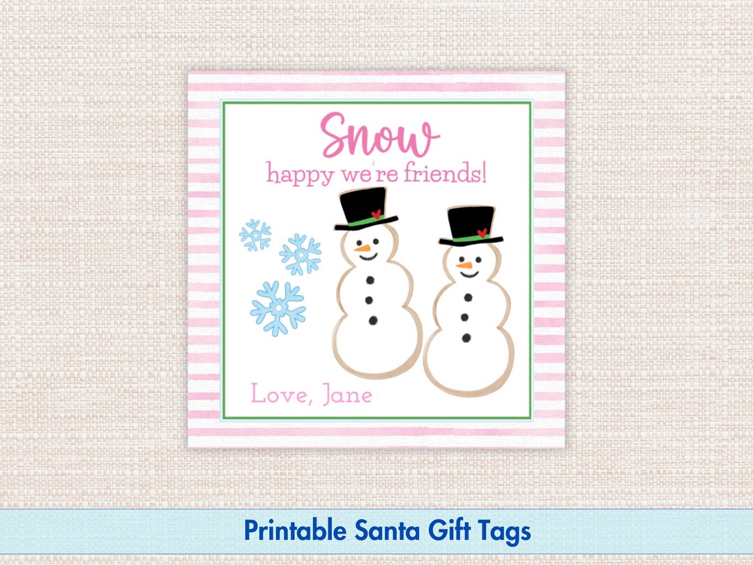 PRINTABLE Winter Break Gift Tag for Kids Class Teacher Pink Girl Party ...