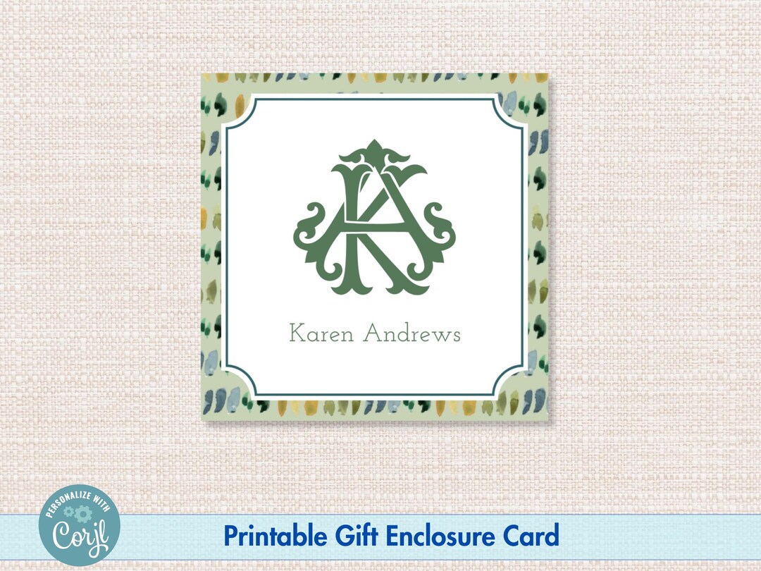 Printable Monogram Gift Tag: Fall / Jewel Tones (digital Download) - Etsy