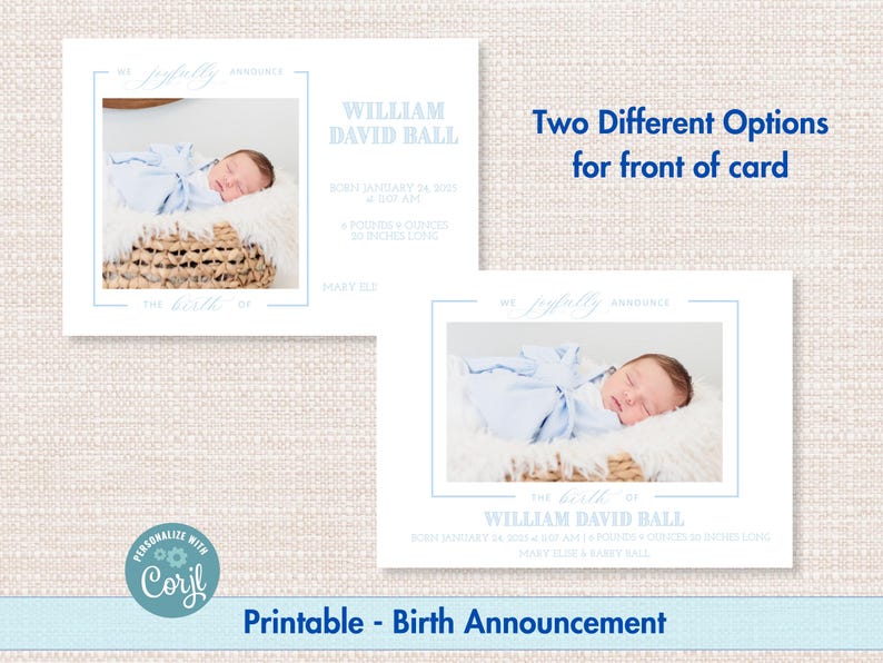 Editable Baby Birth Announcement Template, Watercolor Newborn ...