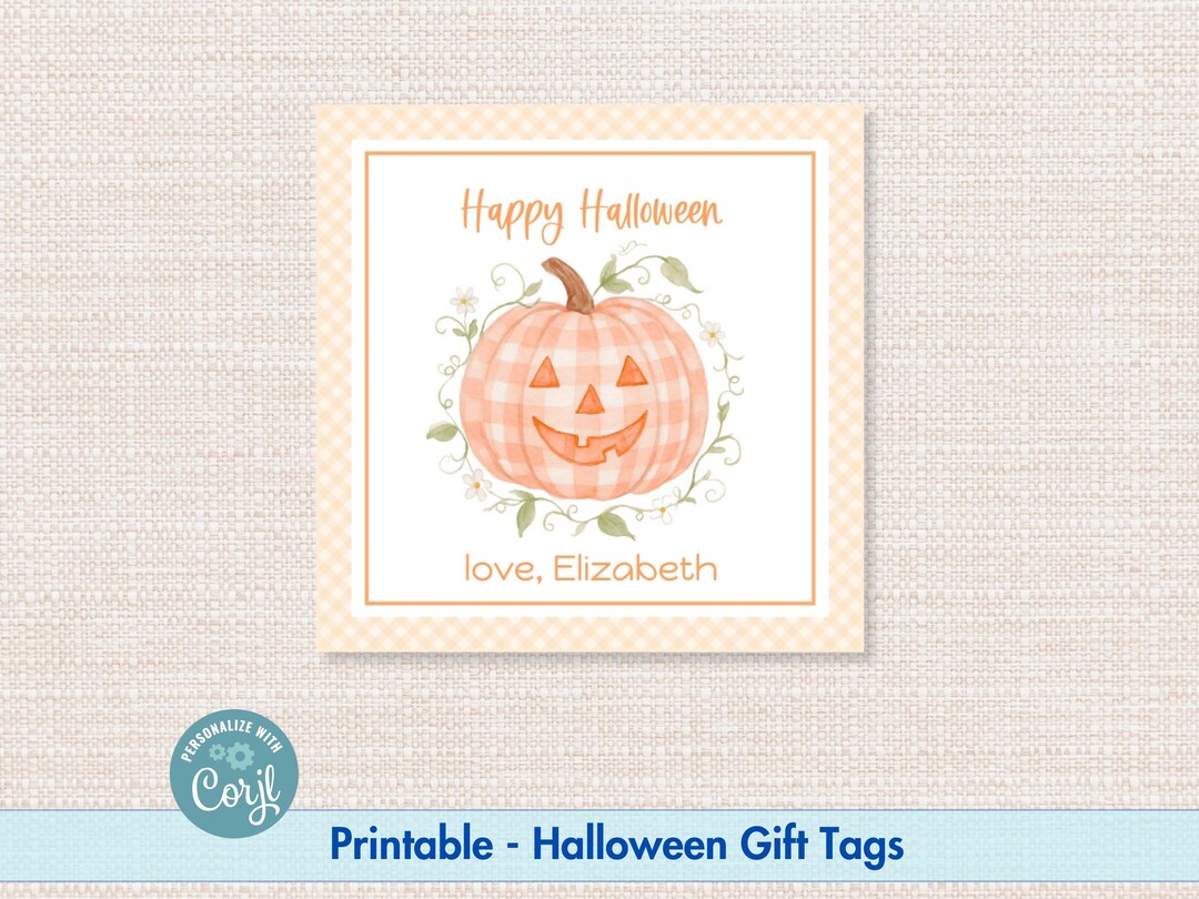 Printable Halloween Gift Tags for Kids | Sweet Preppy Pumpkin for ...