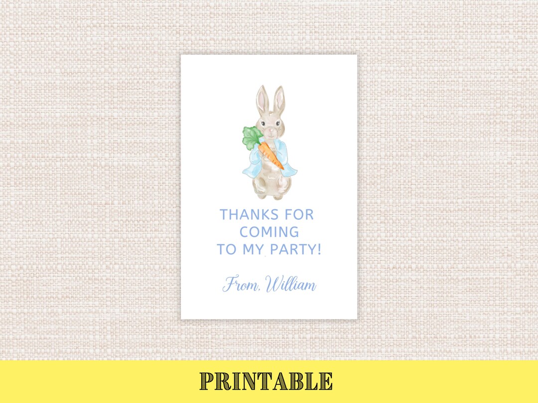 PRINTABLE Favor Tags Peter Rabbit Blue Birthday Party, Sweet Gingham ...