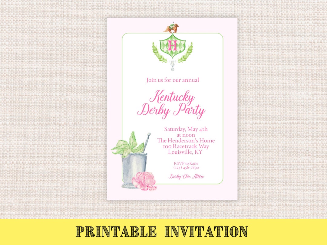 PRINTABLE Kentucky Derby Party Invitation, Baby Shower, Couples Bridal ...