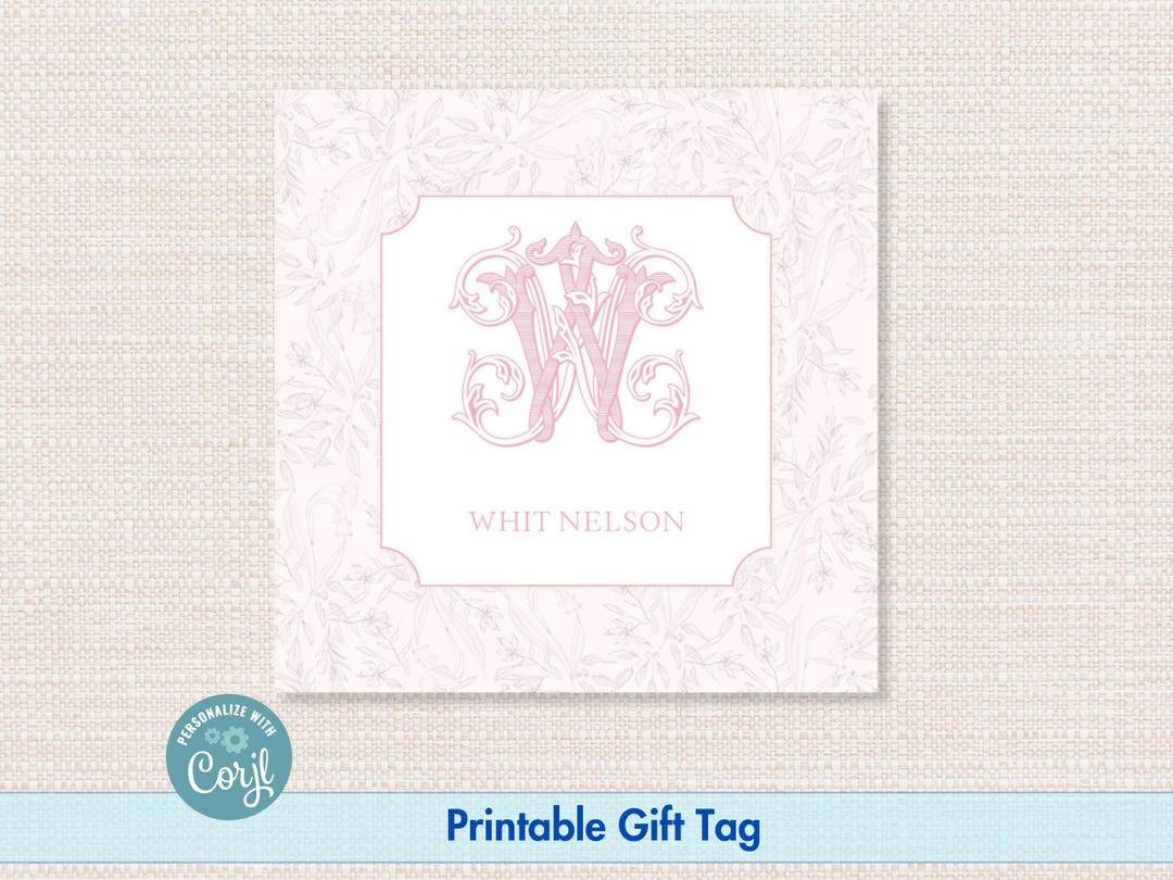 Printable Monogram Gift Tag - Floral Mother's Day, for Mom, for Teacher ...