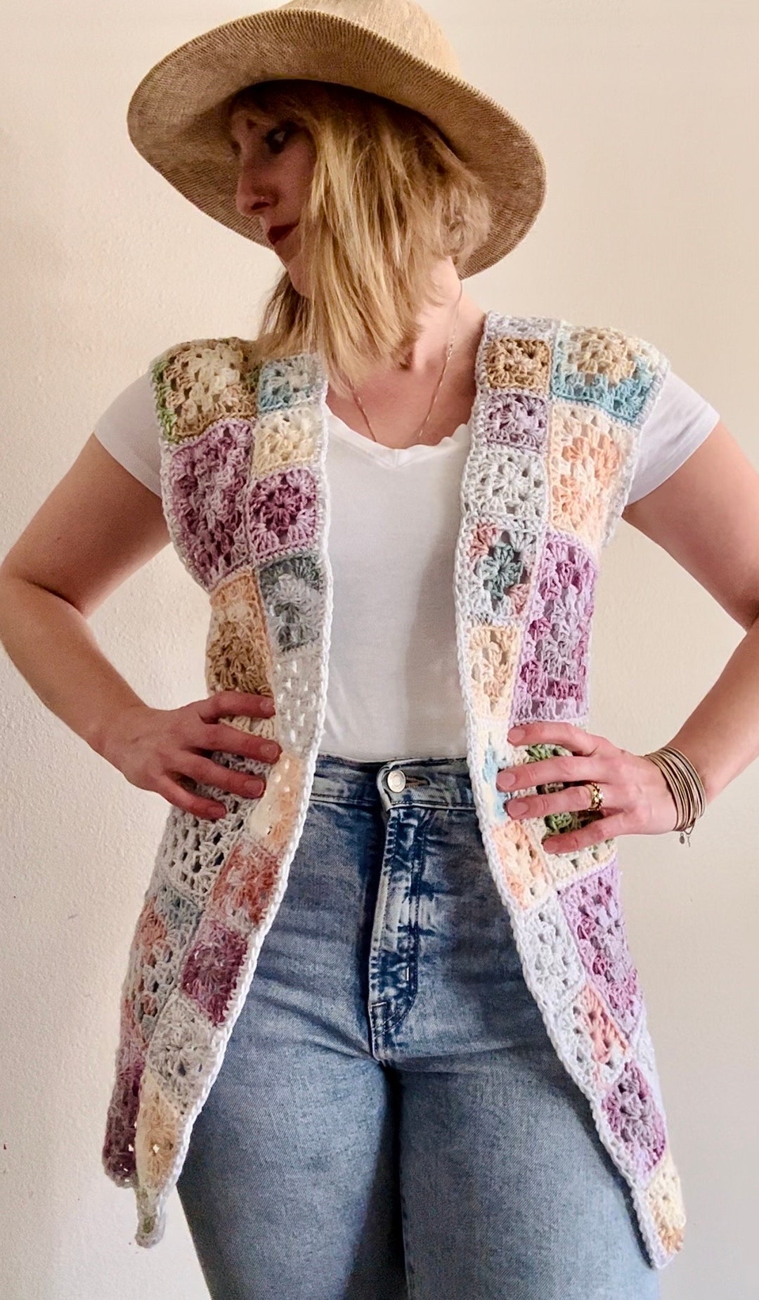 The Gardenia Vest:womens Crochet Vest, Granny Square Vest,handmade ...