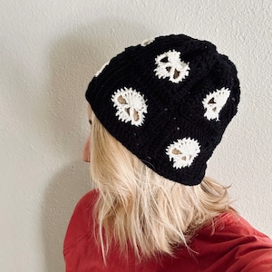 The Crush:crochet Hat,skull Hat,skull Square Beanie,skull Patchwork ...
