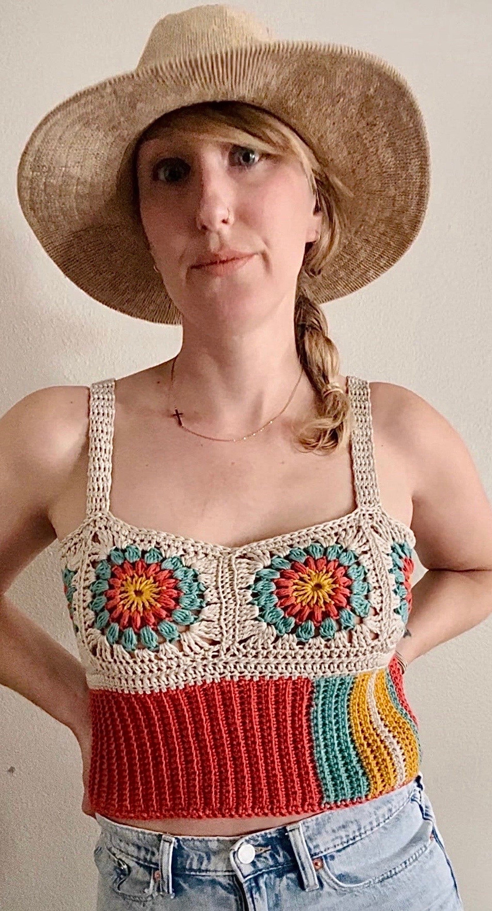 The Veranda:crochet Crop Top,patchwork Top,womens Tank Top,boho Crop ...