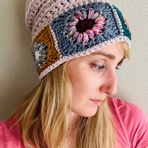 The Madison: Crochet Hat,flower Accent Hat, Slouchy Beanie, Women’s ...