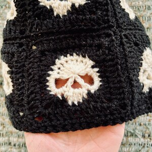 The Crush:crochet Hat,skull Hat,skull Square Beanie,skull Patchwork ...