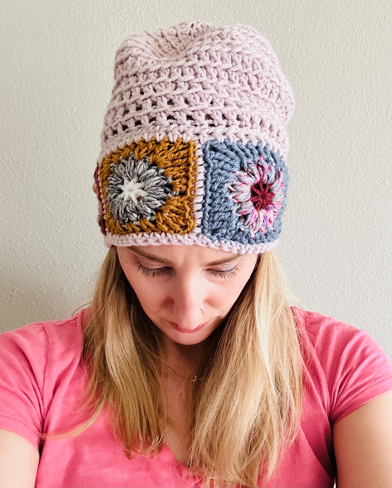 The Madison: Crochet Hatflower Accent Hat Slouchy Beanie - Etsy