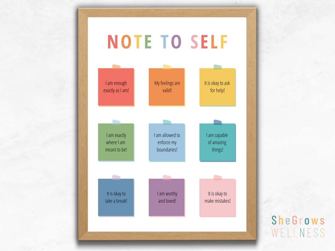 Note to Self, Mental Health Print, CBT Print, Self-care, Mindfulness ...