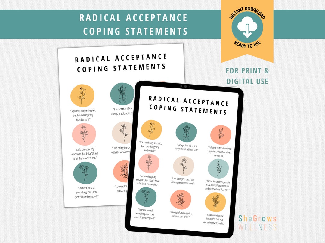DBT Skills, Radical Acceptance, Coping Skills, Therapy Office Decor ...