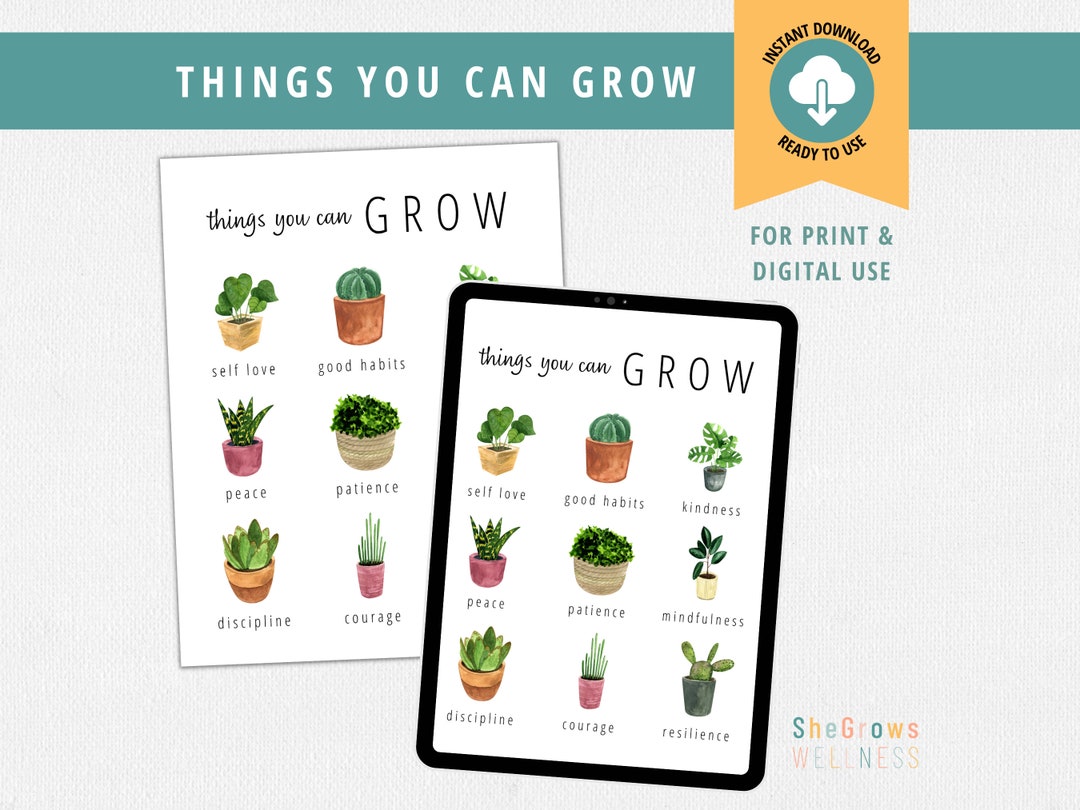 Things You Can Grow, Mental Health Print, Mindfulness, Therapy Office ...