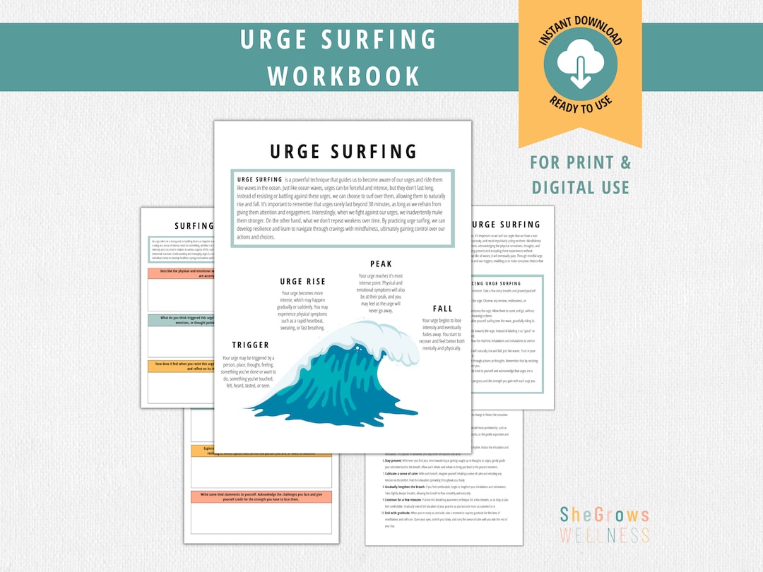 Urge Surfing, DBT, Mindfulness, Therapy Worksheet, Addiction Recovery ...