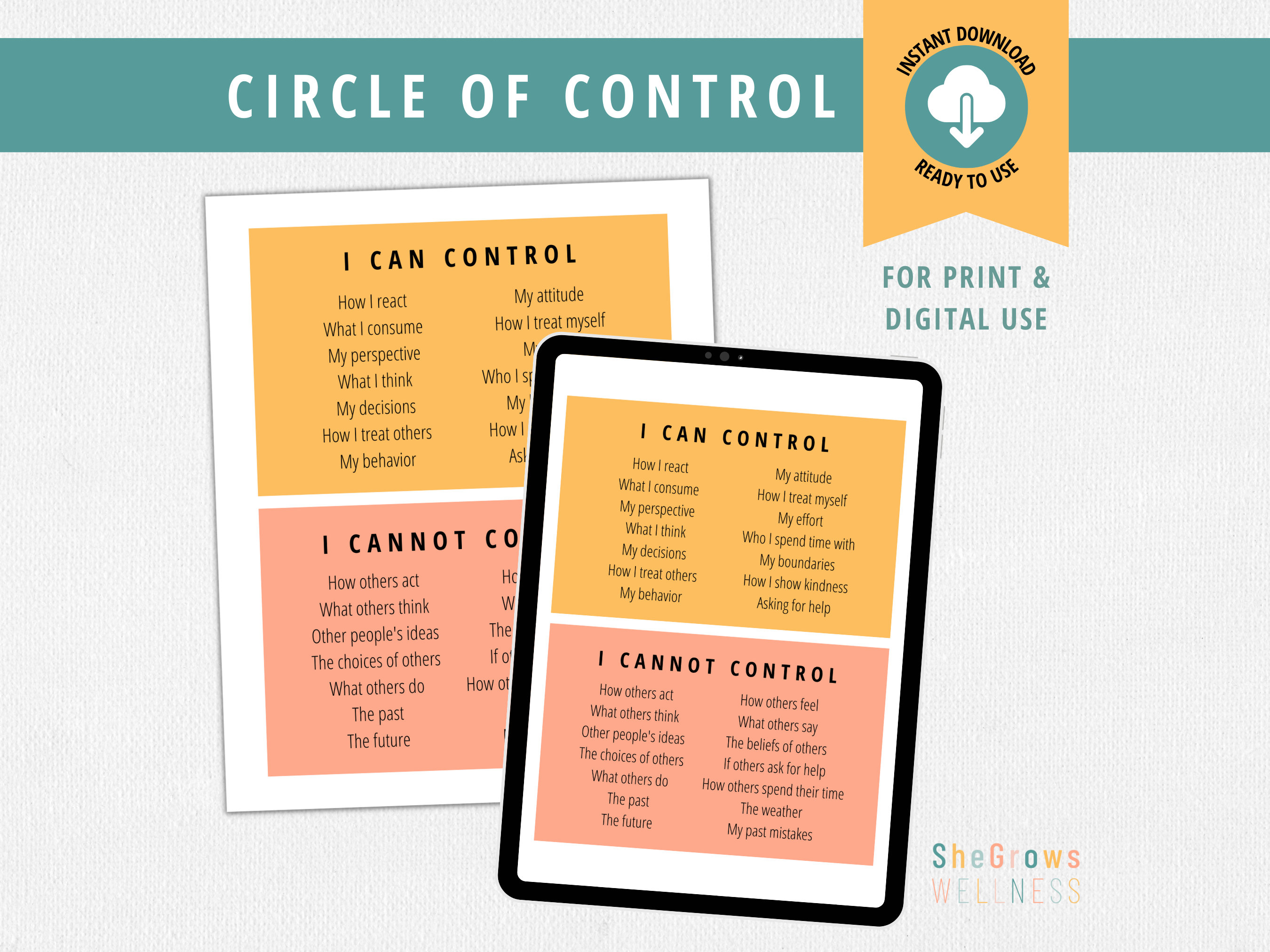 In My Control Poster, Therapist, Mental Health Print, School Counseling ...