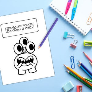 Kids Coloring Book Activity, Mood Monsters, Play Therapy, Calming ...