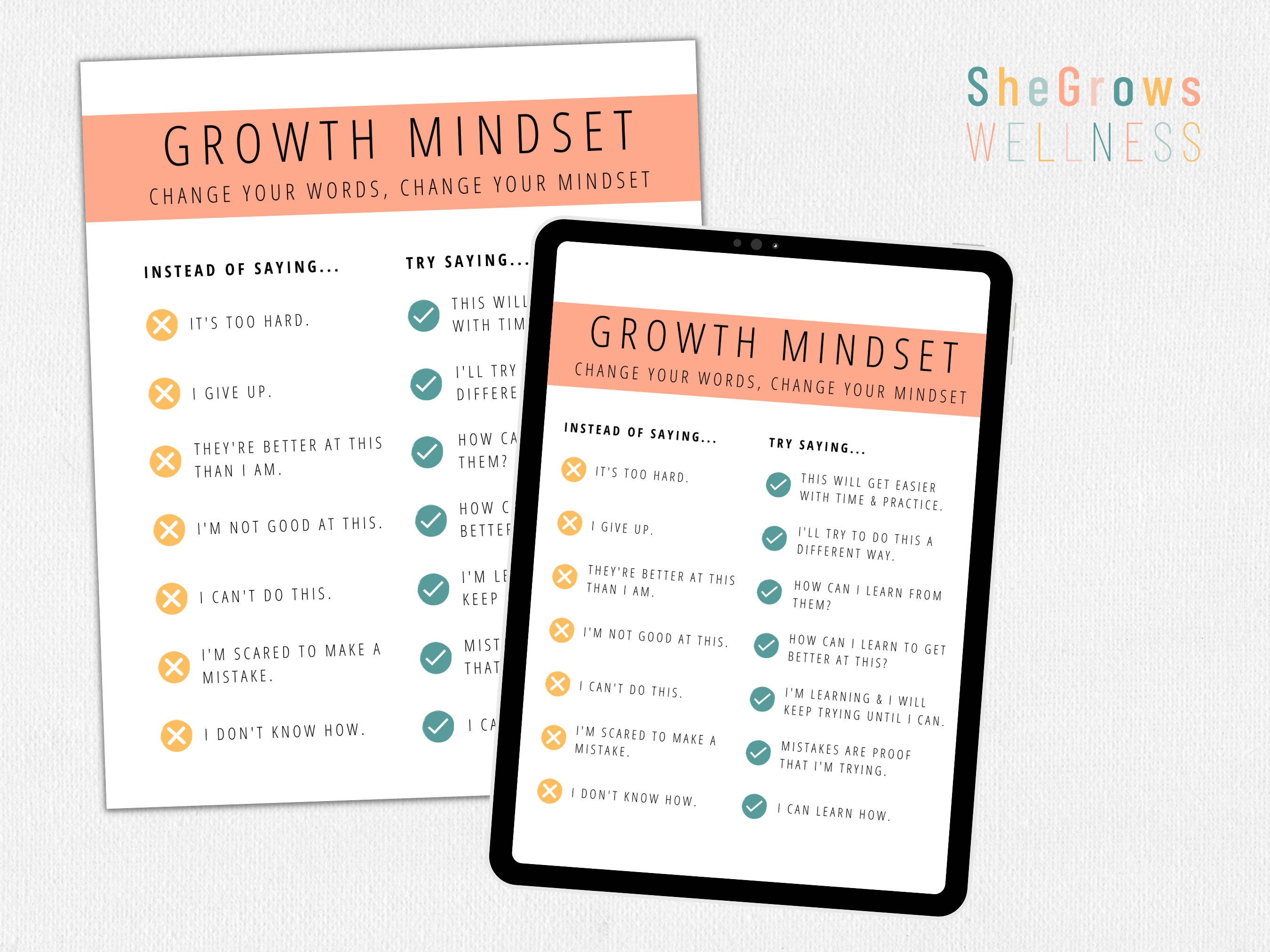 Growth Mindset Poster, CBT Print, Therapy Tool, Mental Health Print ...