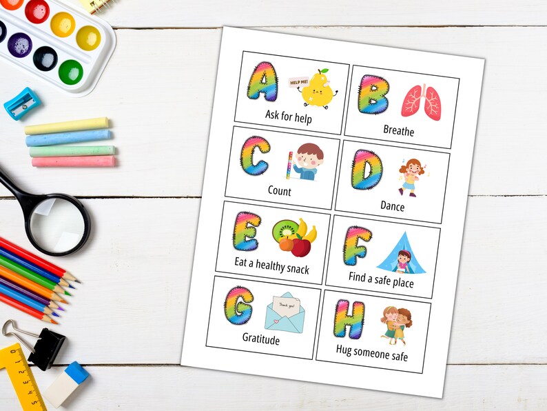 Alphabet Kid Coping Skills Flash Cards, Play Therapy, Coping Skills ...