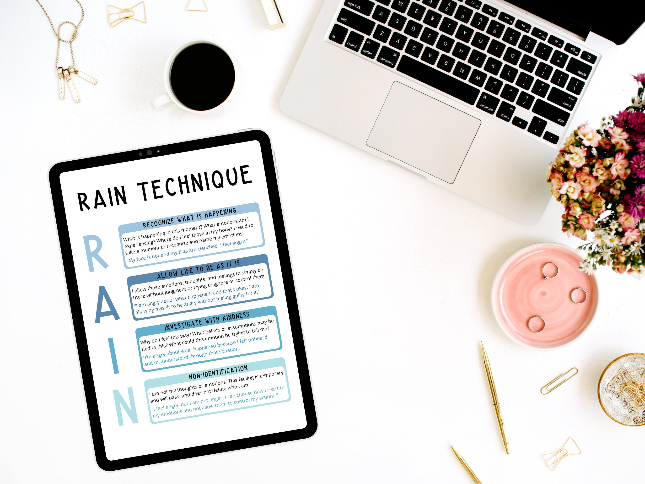 RAIN Technique, Therapy Office Decor, Mental Health Print, DBT Skills ...