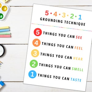 Grounding Technique, Mindfulness, Therapy Worksheet, Calming Corner ...
