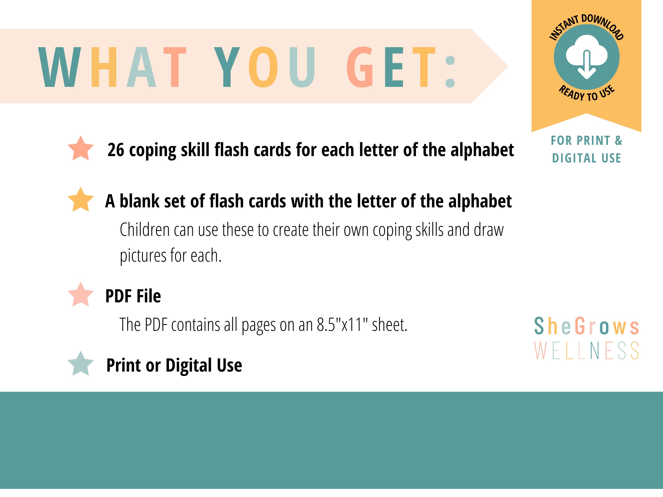 Alphabet Kid Coping Skills Flash Cards, Play Therapy, Coping Skills ...