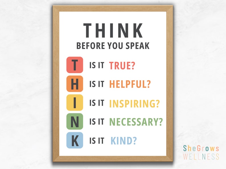 THINK Before You Speak, Calming Corner, Positive Classroom, Mental ...