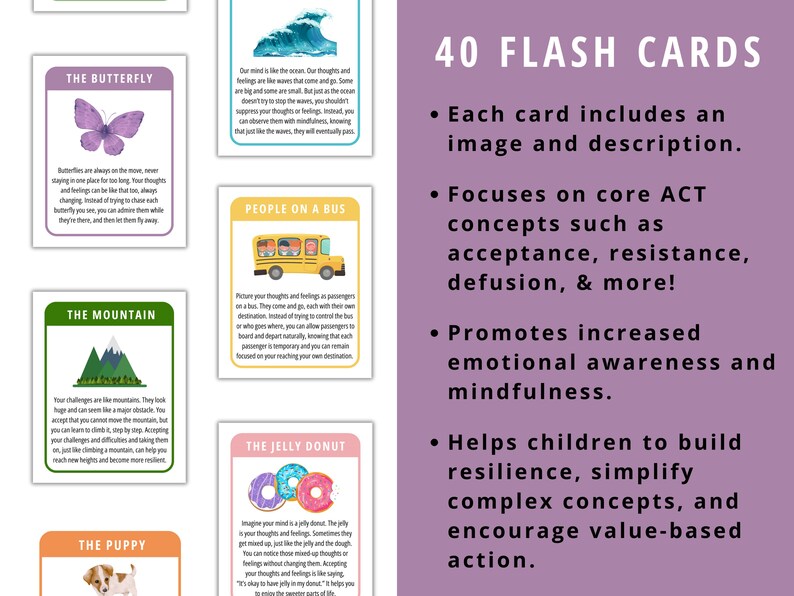 ACT Metaphor Flash Cards, Acceptance and Commitment Therapy Office ...