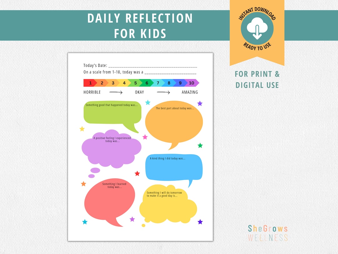 Daily Reflection for Kids, Mental Health Check In, School Counselor ...