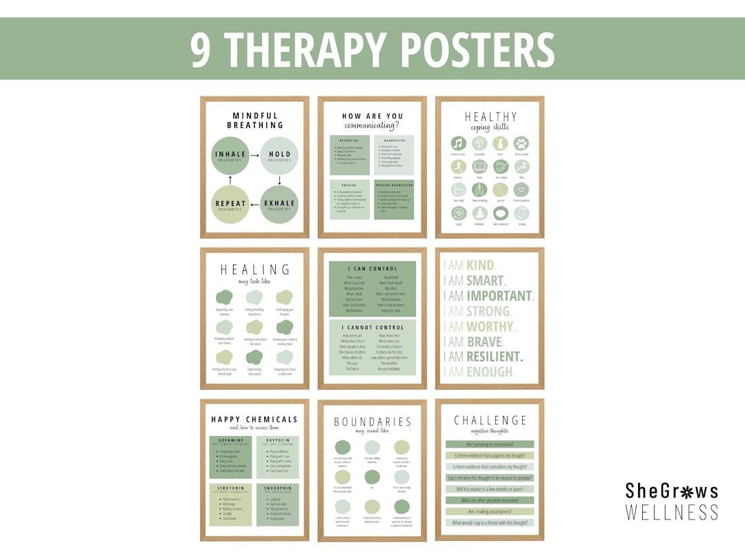 Healthy Coping Skills, Therapist Office Decor, Mental Health Bundle ...