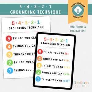 Grounding Technique, Mindfulness, Therapy Worksheet, Calming Corner ...