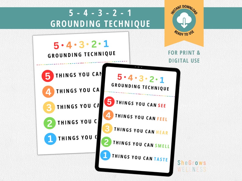 Grounding Technique, Mindfulness, Therapy Worksheet, Calming Corner ...