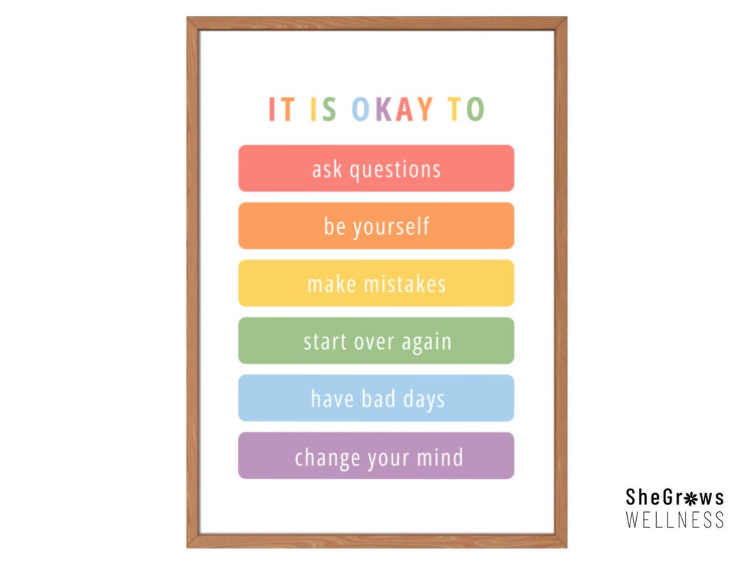 It's Okay To, Therapy Office Decor, Mental Health Print, Calm Down ...