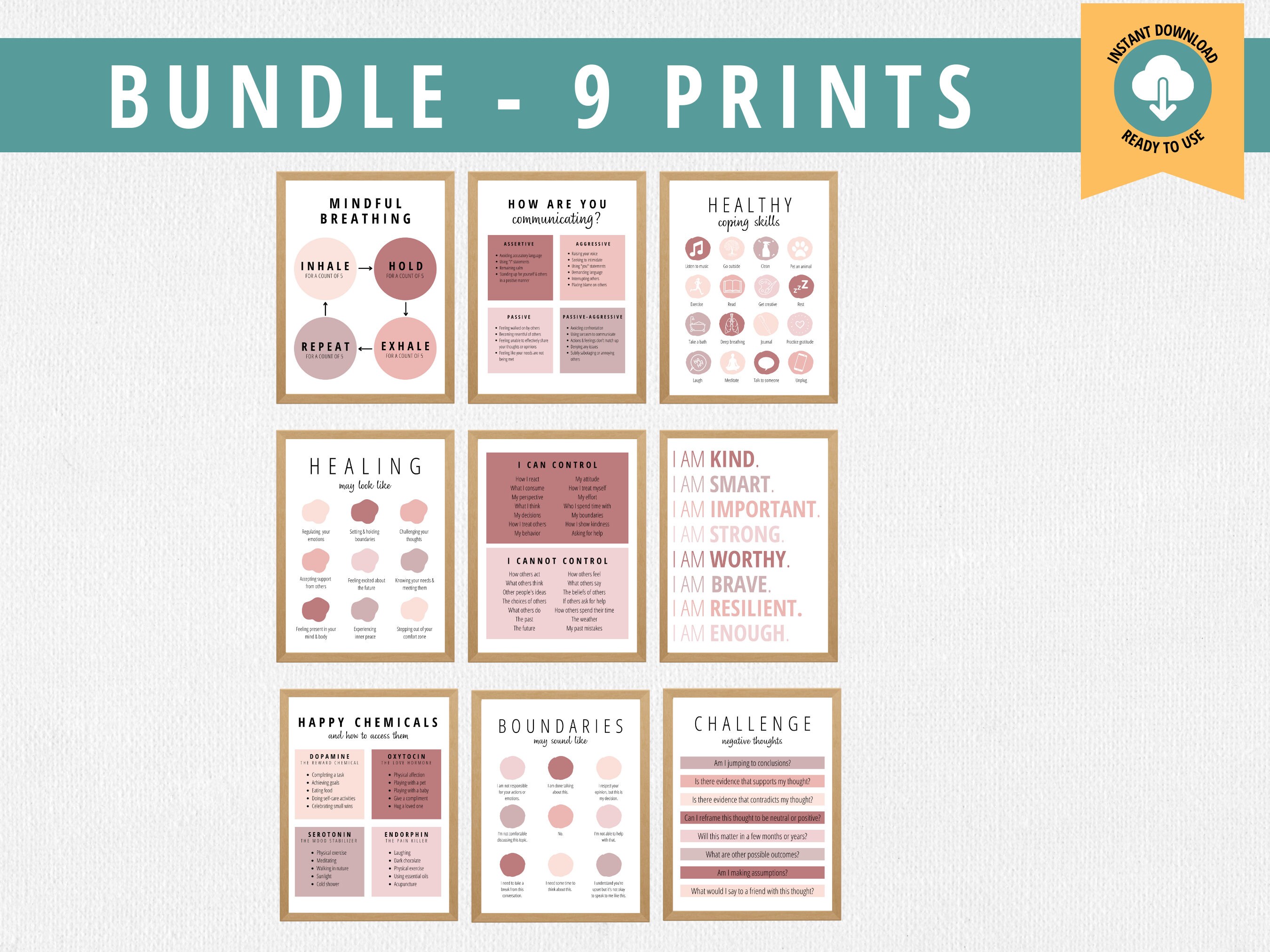 Mental Health Bundle, Coping Skills, Therapy Office Decor, Boundaries ...