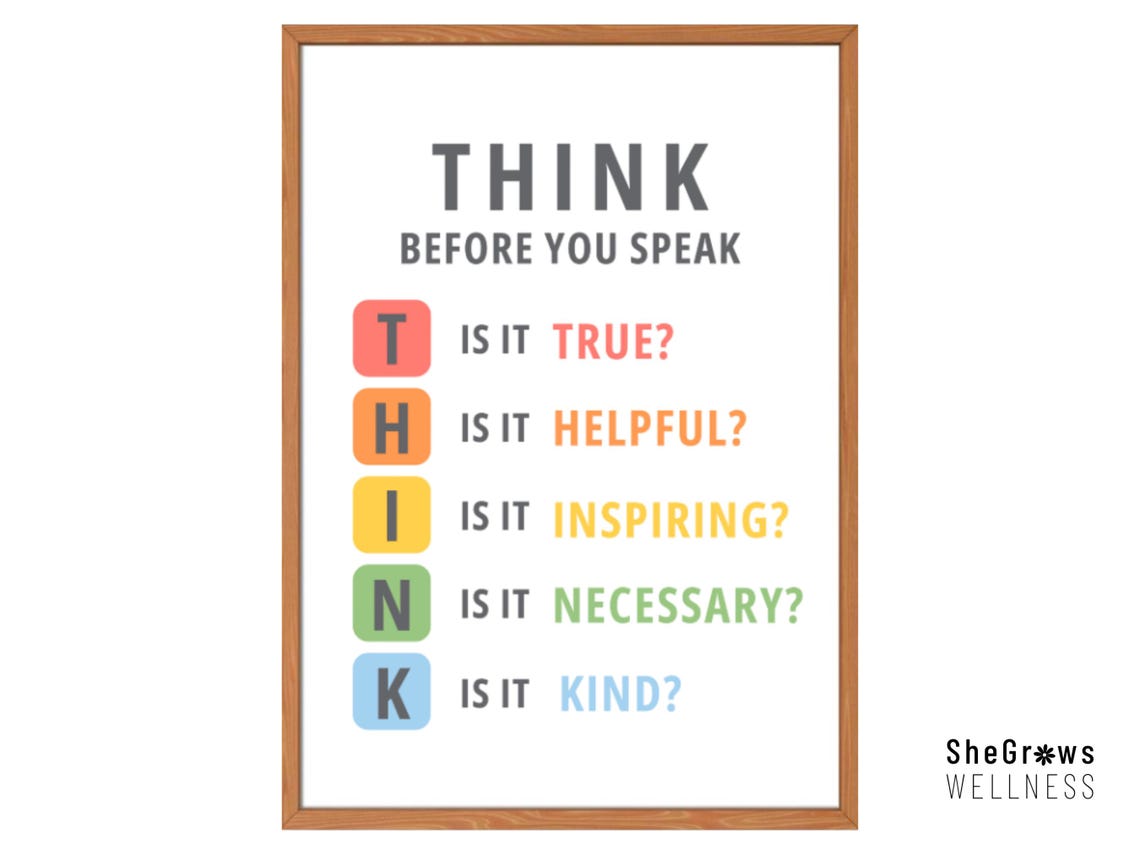 THINK Before You Speak, Calming Corner, Positive Classroom, Mental ...