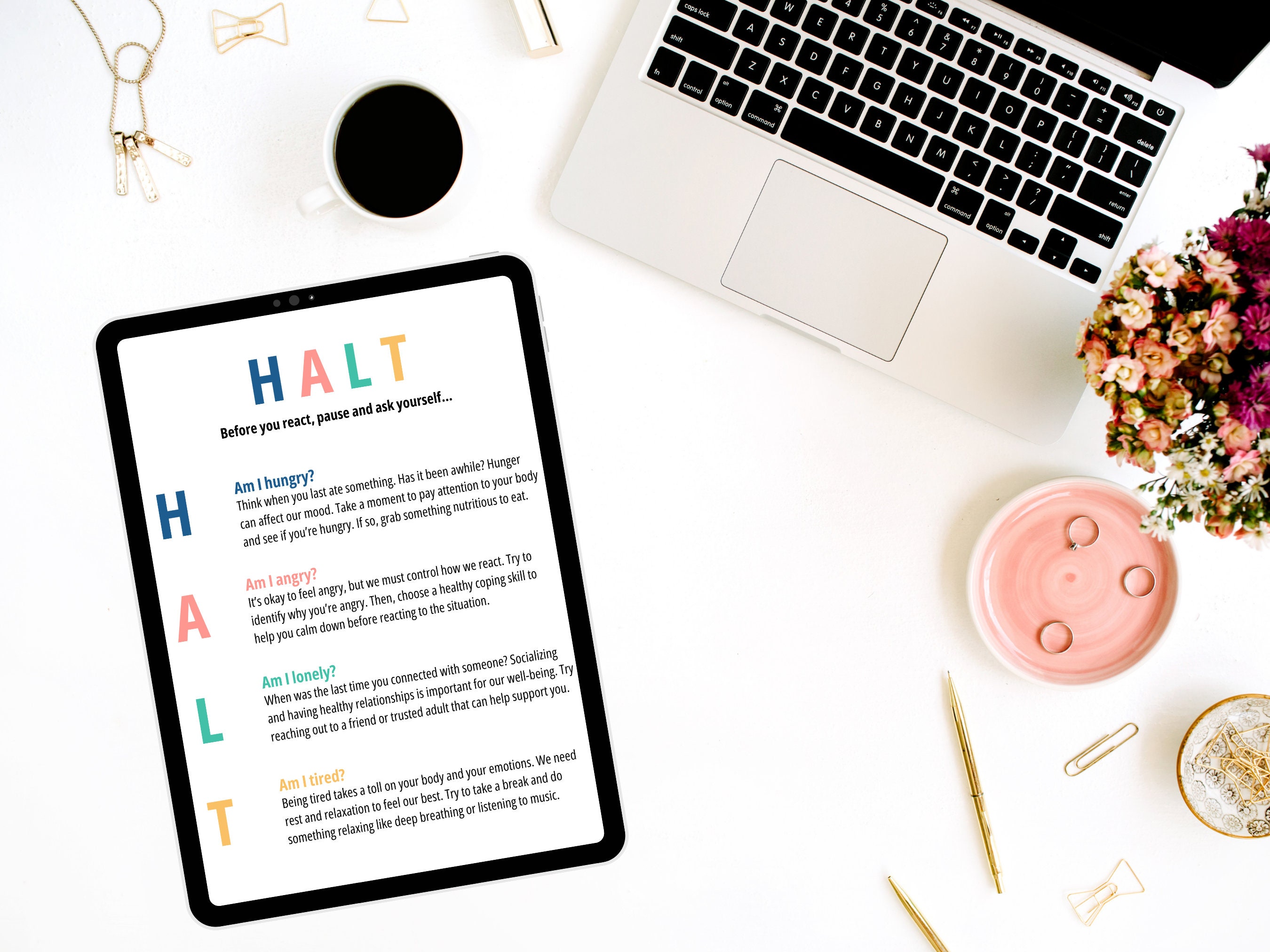 DBT HALT Technique, Coping Skills, Therapy Office Decor, Mental Health ...