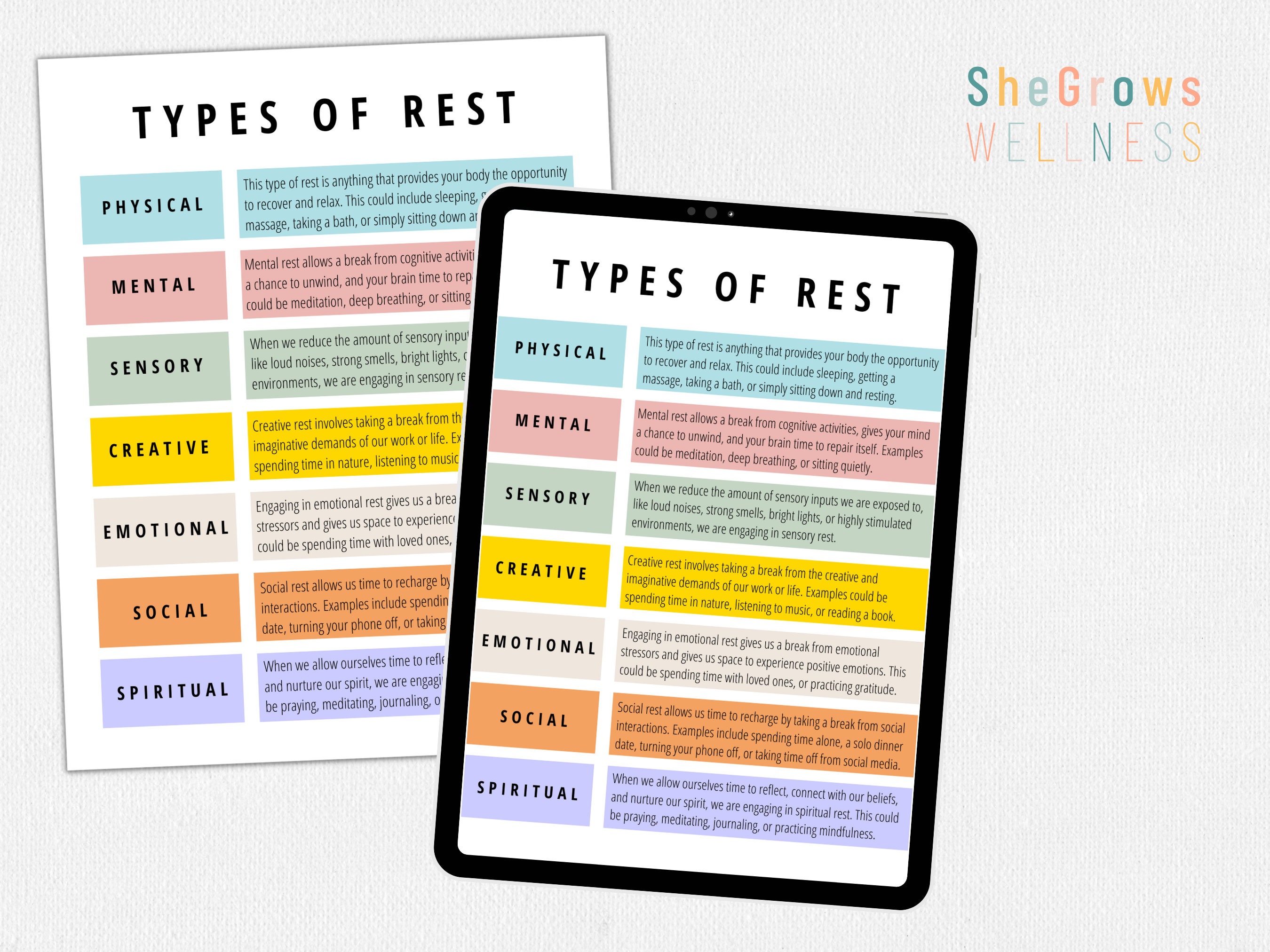 7 Types of Rest, Therapy Office Decor, Burnout Prevention, Stress ...