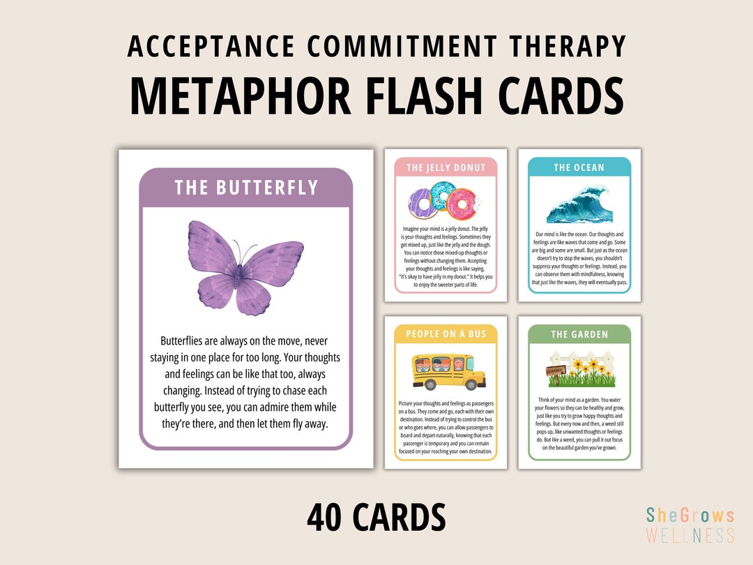 ACT Metaphor Flash Cards, Acceptance and Commitment Therapy Office ...