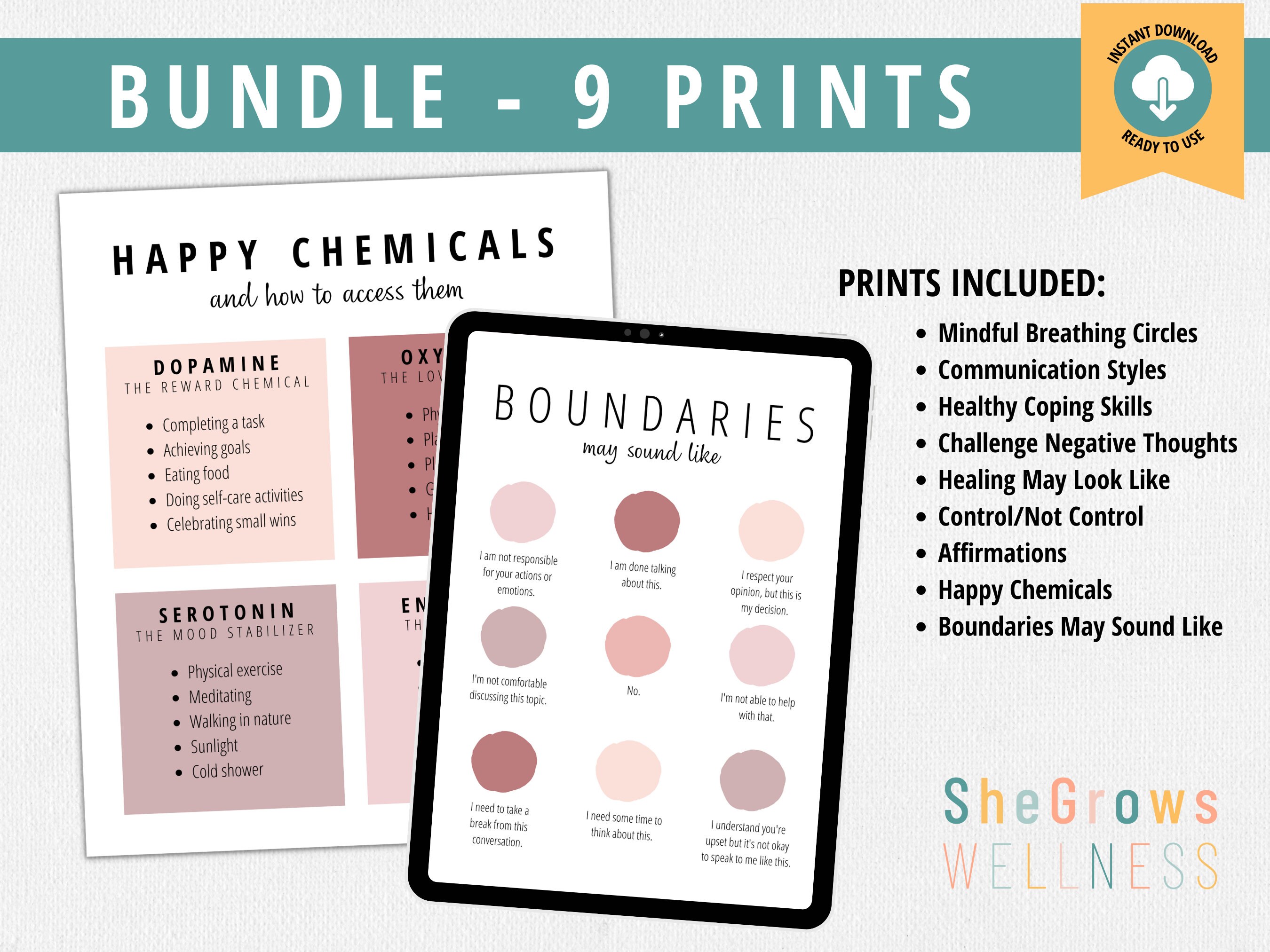 Mental Health Bundle, Coping Skills, Therapy Office Decor, Boundaries ...