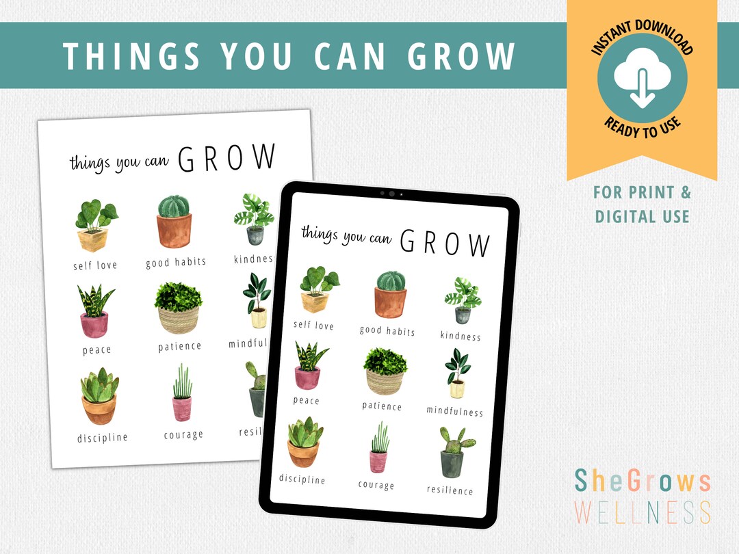 Things You Can Grow Mental Health Print Mindfulness Therapy - Etsy