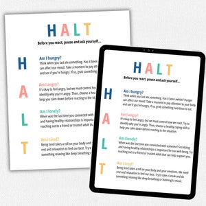 DBT HALT Technique, Coping Skills, Therapy Office Decor, Mental Health ...