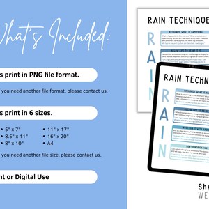 RAIN Technique, Therapy Office Decor, Mental Health Print, DBT Skills ...