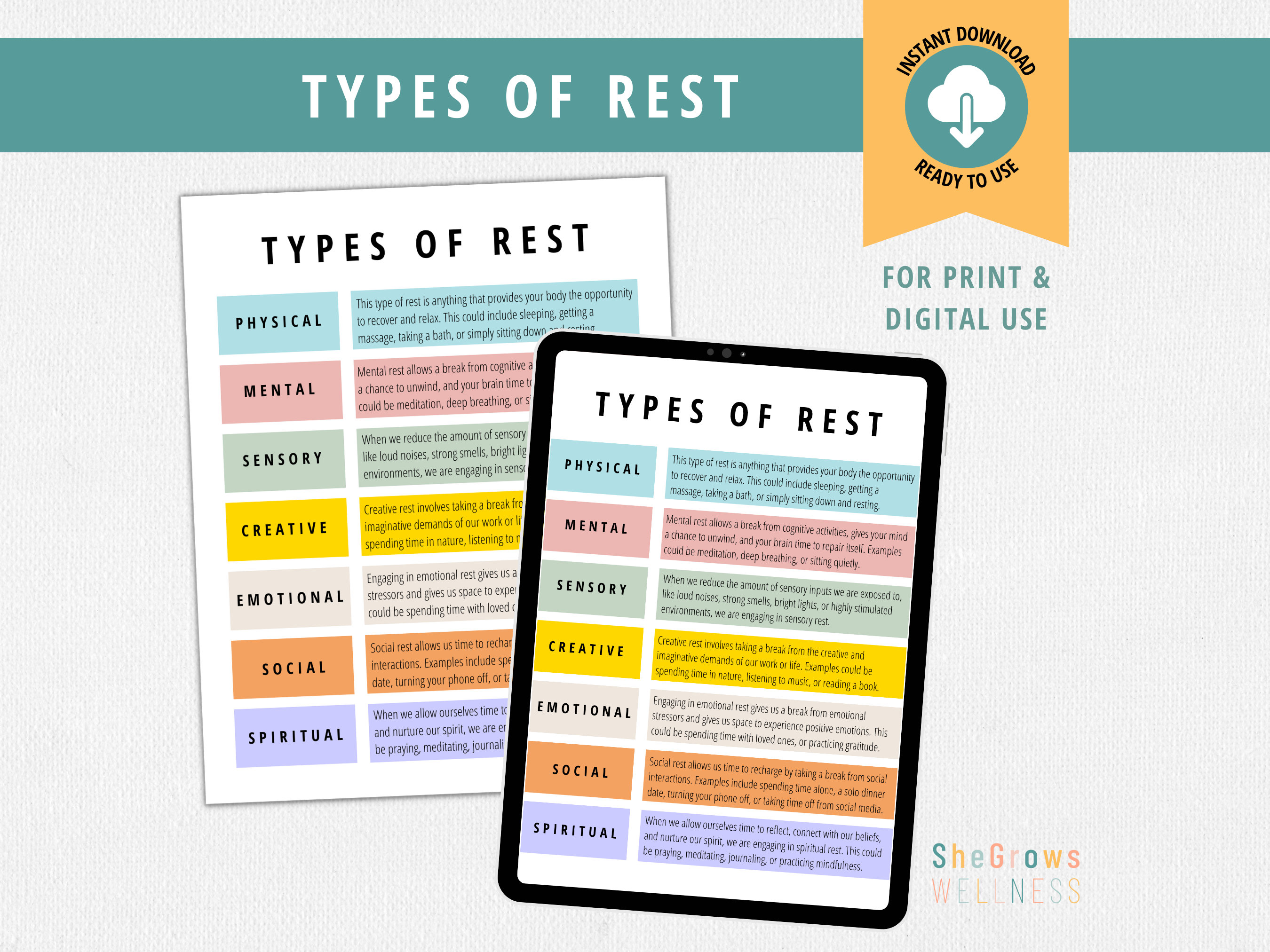 7 Types of Rest, Therapy Office Decor, Burnout Prevention, Stress ...