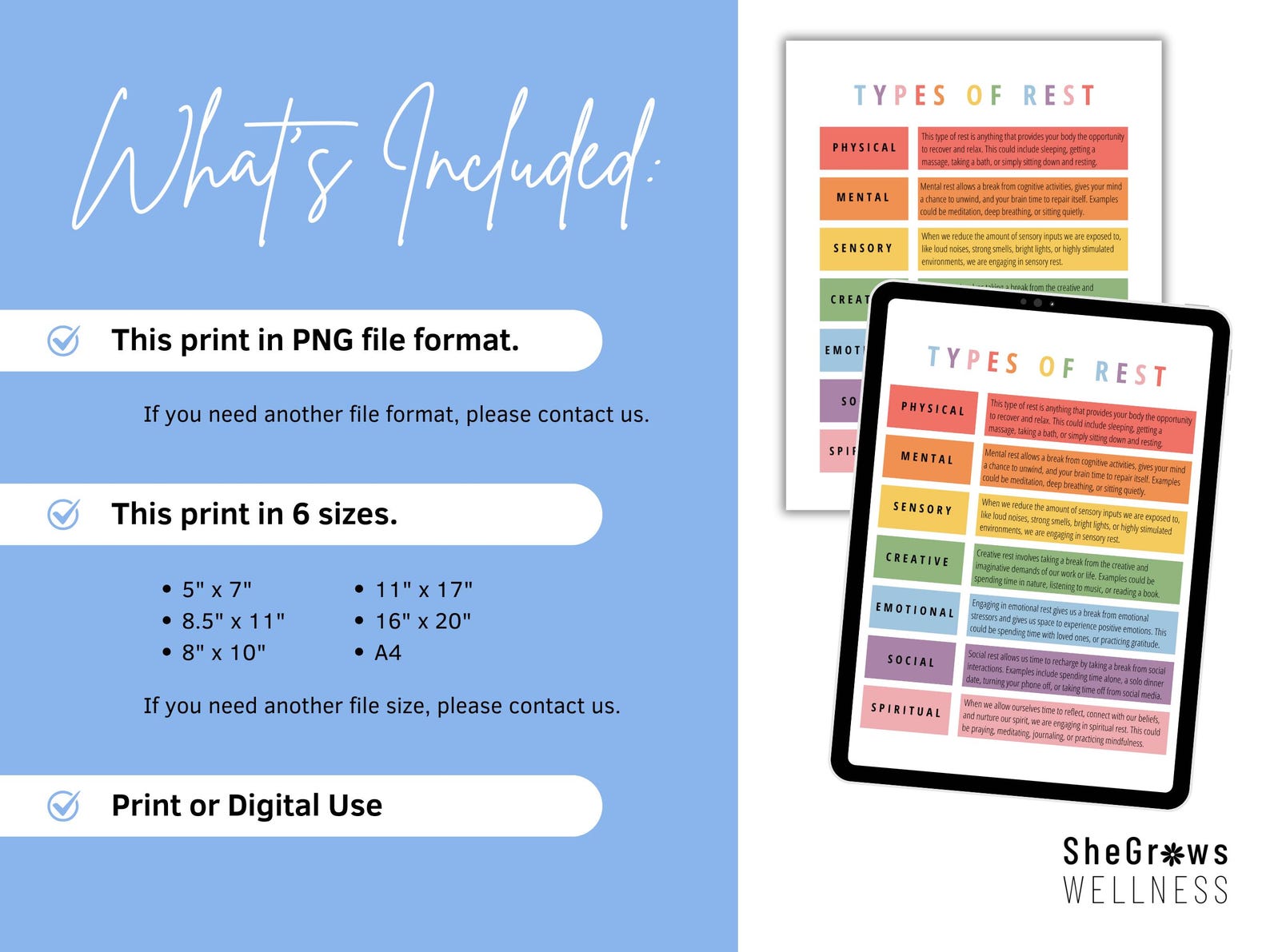 Types of Rest, Therapy Office Decor, School Counselor, CBT Print ...