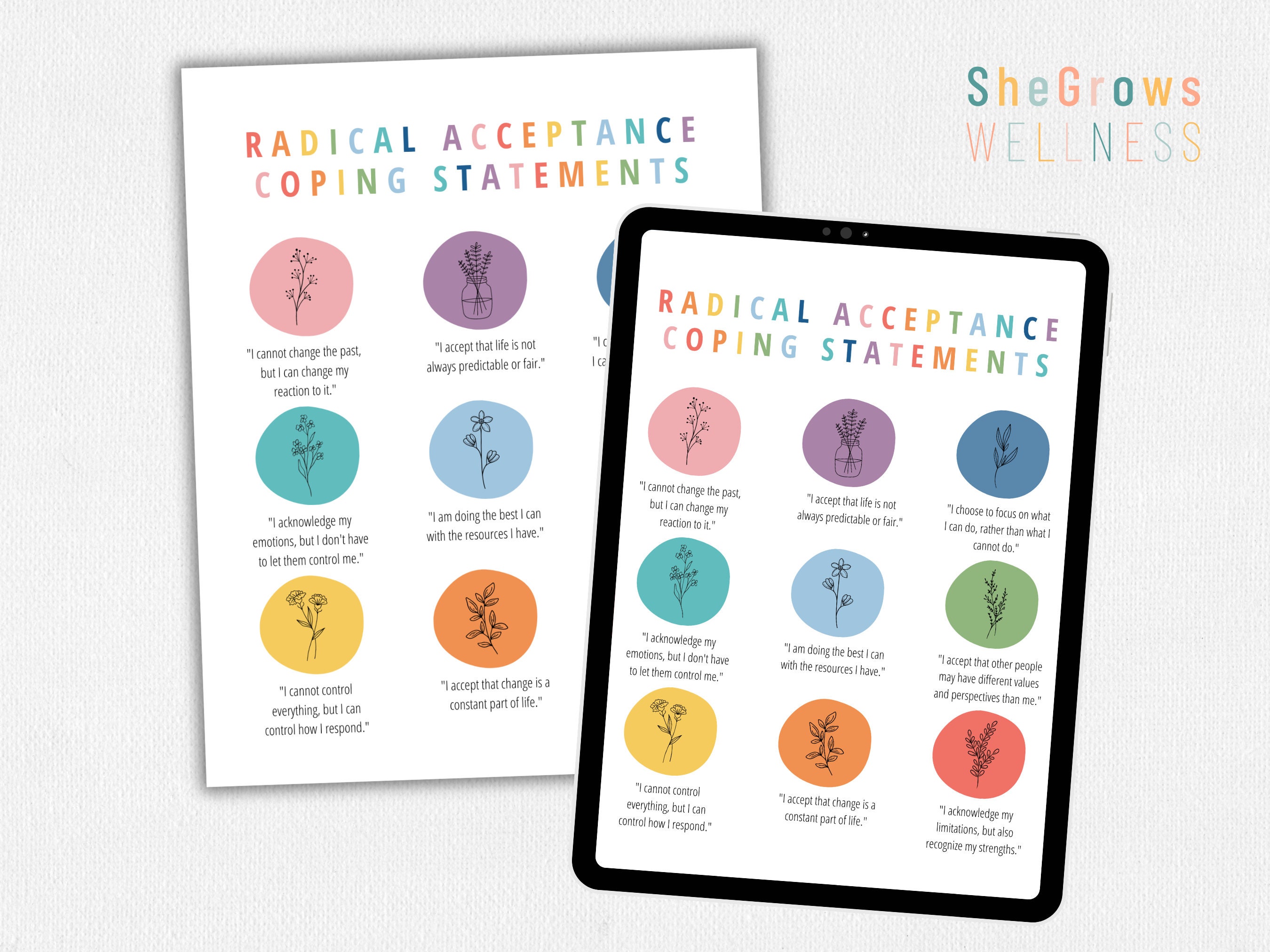 Radical Acceptance Coping Statements, CBT Print, DBT Skills, Therapy ...
