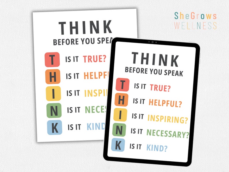THINK Before You Speak, Calming Corner, Positive Classroom, Mental ...